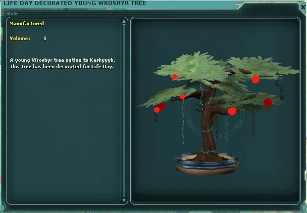 Life Day Decorated Young Wroshyr Tree | SWG Wiki | Fandom