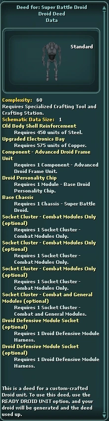 Deed for: Super Battle Droid | SWG Wiki | Fandom