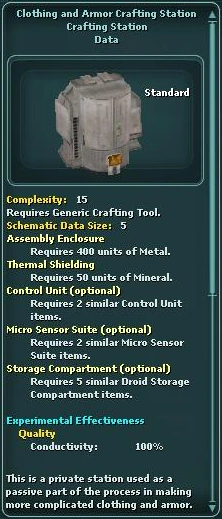Clothing and Armor Crafting Station | SWG Wiki | Fandom