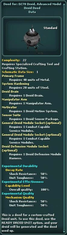 Deed for: DZ70 Droid, Advanced Model | SWG Wiki | Fandom