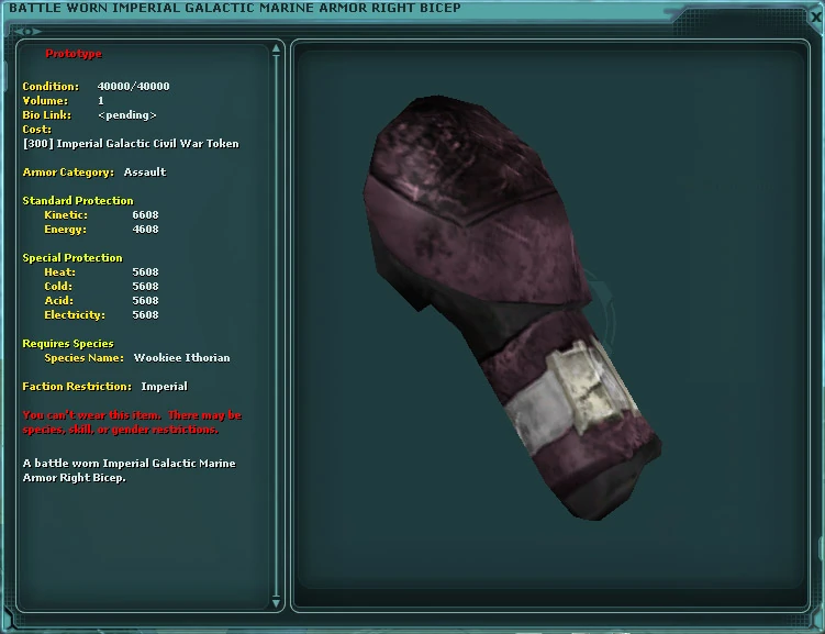 Battle Worn Imperial Galactic Marine Armor Right Bicep | SWG Wiki | Fandom