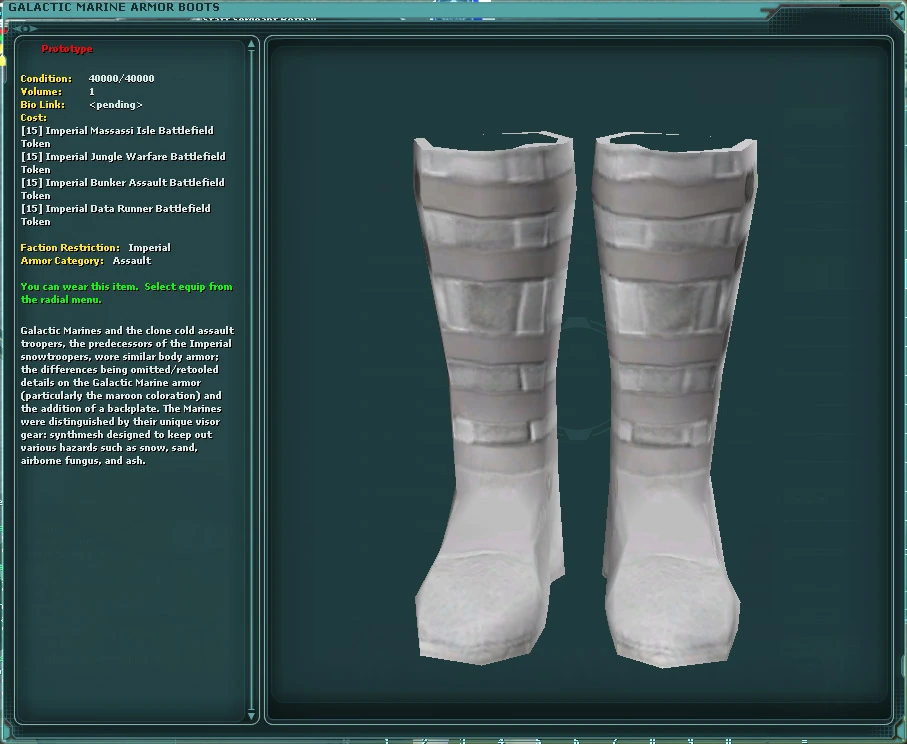 Galactic Marine Armor Boots | SWG Wiki | Fandom