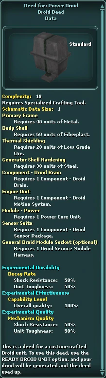 Deed for: Power Droid | SWG Wiki | Fandom