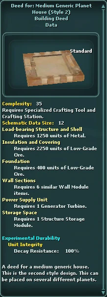 Deed for: Medium Generic House (Style 2) | SWG Wiki | Fandom