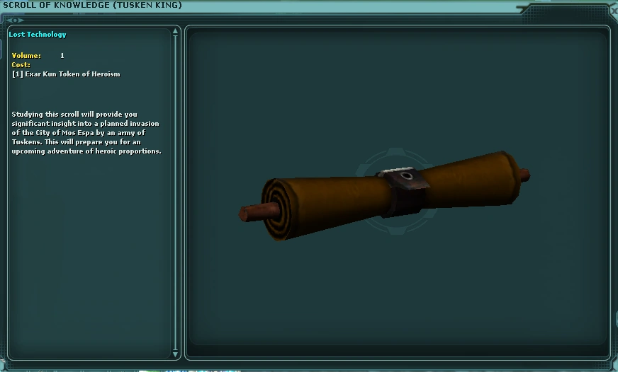 Scroll of Knowledge (Tusken King) | SWGBeyond Wiki | Fandom
