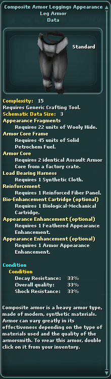 Composite Armor Leggings Appearance | SWG: Prophecy Wiki | Fandom
