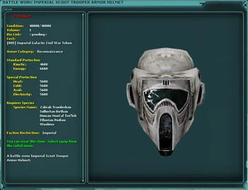 Battle Worn Imperial Scout Trooper Armor Helmet | SWG: Prophecy Wiki ...