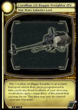 Corellian G9 Rigger Freighter ITV (card) | SWG: Prophecy Wiki | Fandom