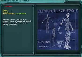 Blueprints for an IG-100 Droid | SWG: Prophecy Wiki | Fandom