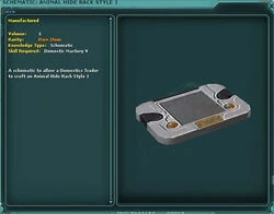 Animal Hide Rack Style 1 Schematic | SWG: Prophecy Wiki | Fandom