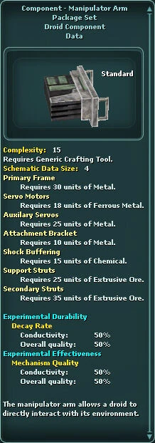 Component - Manipulator Arm Package Set | SWG: Prophecy Wiki | Fandom
