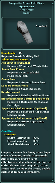 Composite Armor Left Bicep Appearance | SWG: Prophecy Wiki | Fandom