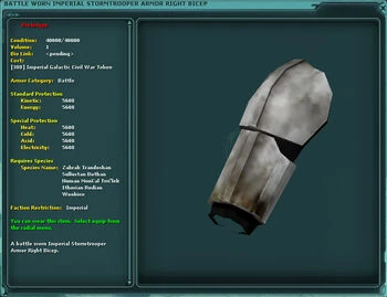 Battle Worn Imperial Stormtrooper Armor Right Bicep | SWG: Prophecy ...