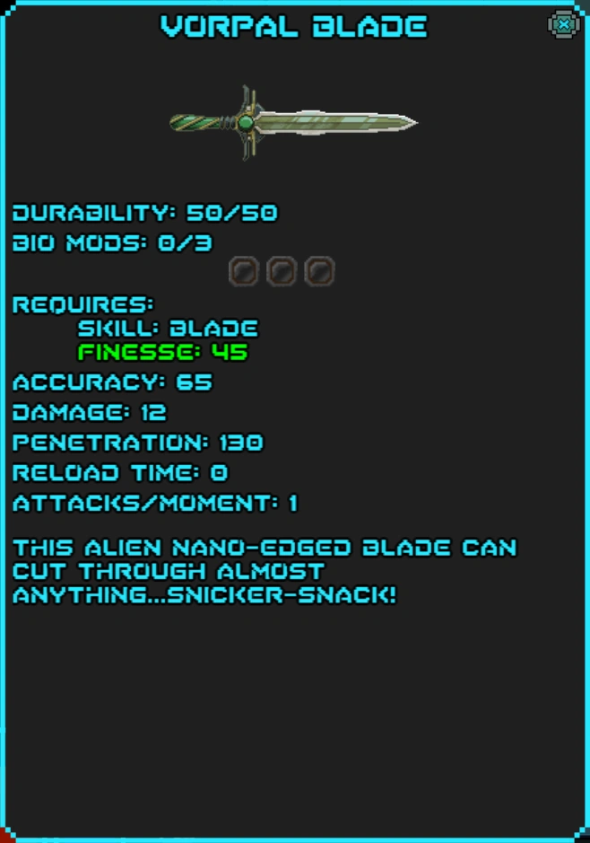 Vorpal Blade | Sword of the Stars: The Pit Wiki | Fandom