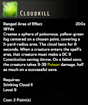 Ability:Cloudkill - Official Sword Coast Legends Wiki