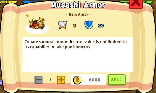 Musashi Armor | Sword Quest Wiki | Fandom