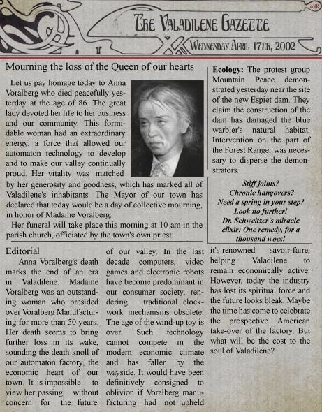 The Valadilene Gazette | Syberia Wiki | Fandom