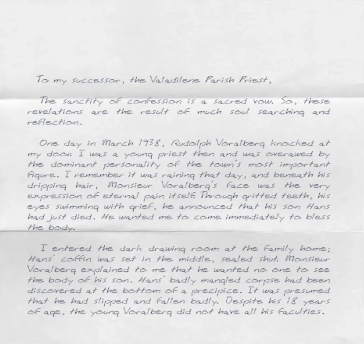 Letter of Confession | Syberia Wiki | Fandom