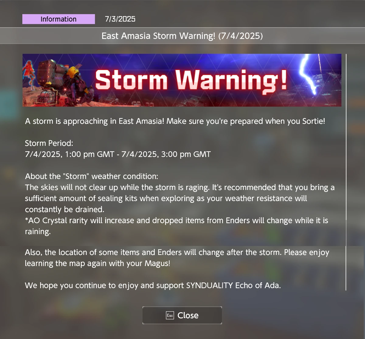 Info - East Amasia Storm Warning! (7/4/25) | Synduality Wiki | Fandom