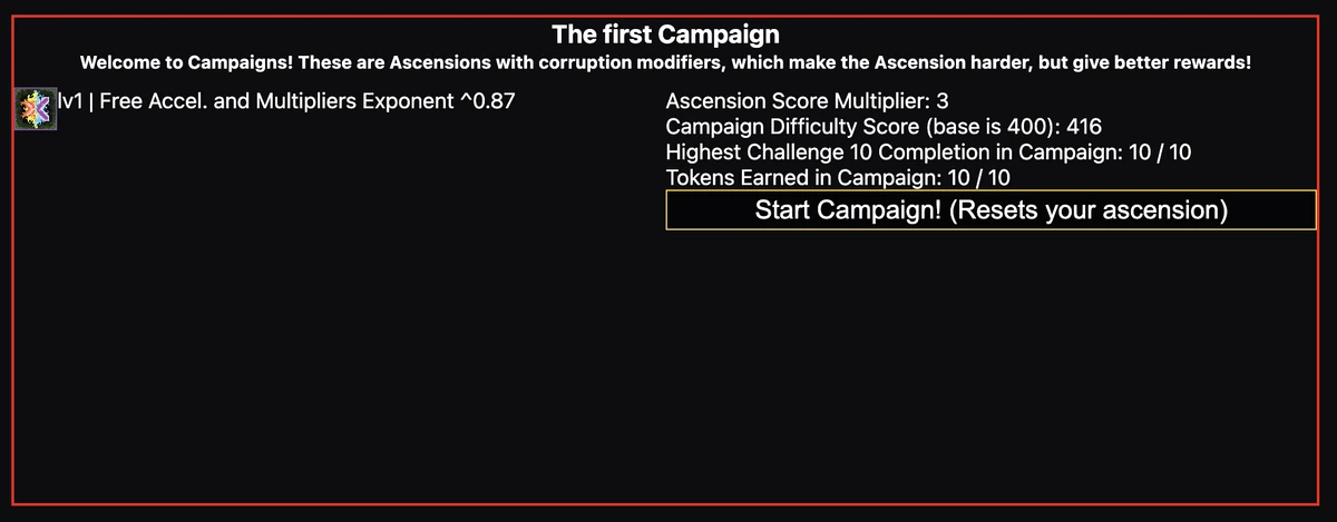 Campaigns | Synergism Wiki | Fandom