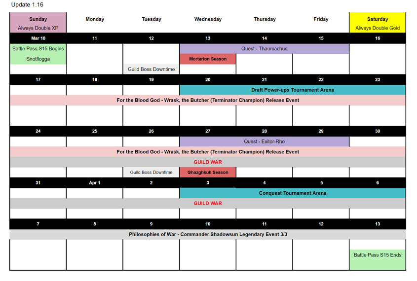 Calendar | Tacticus Wiki | Fandom