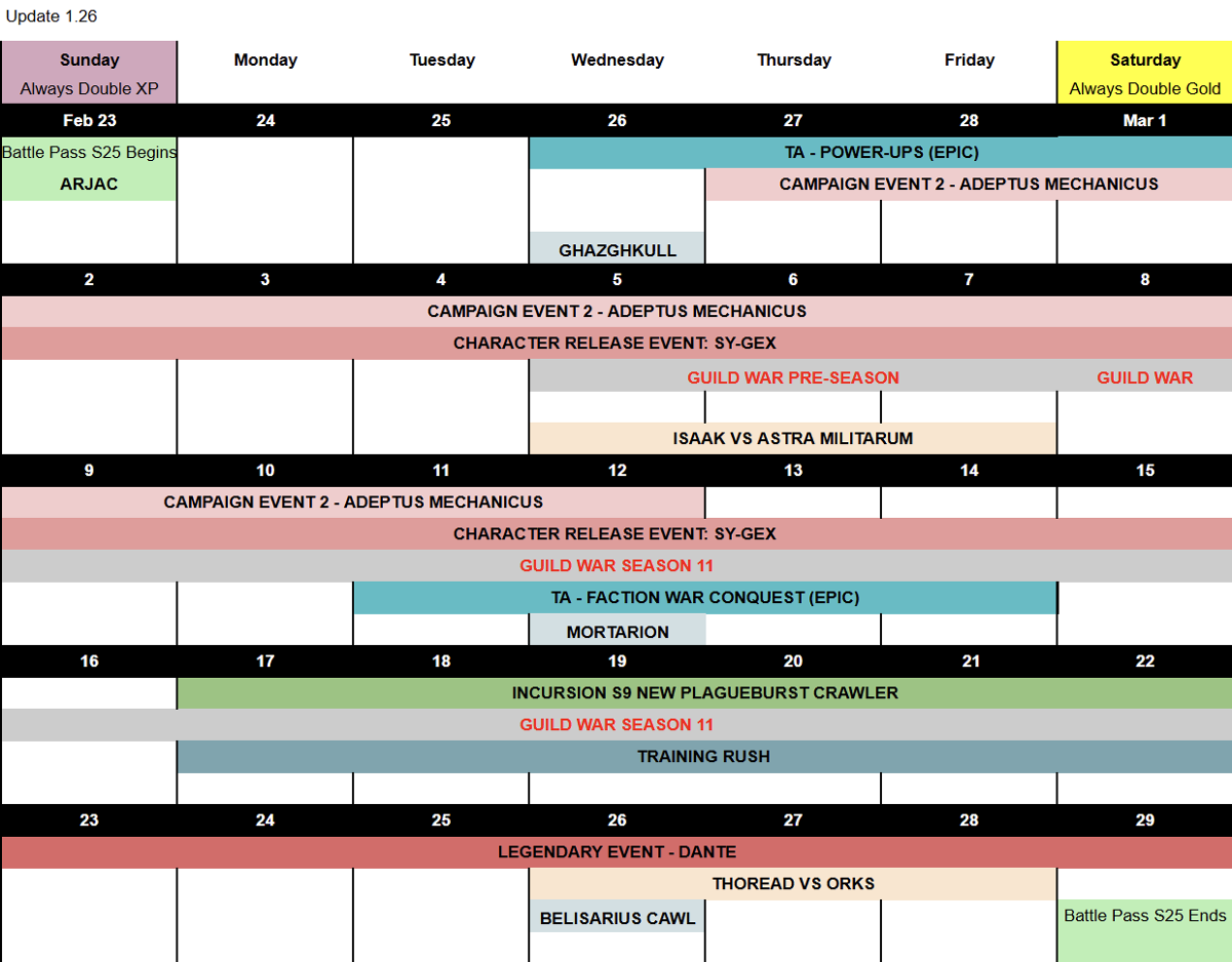 Calendar | Tacticus Wiki | Fandom