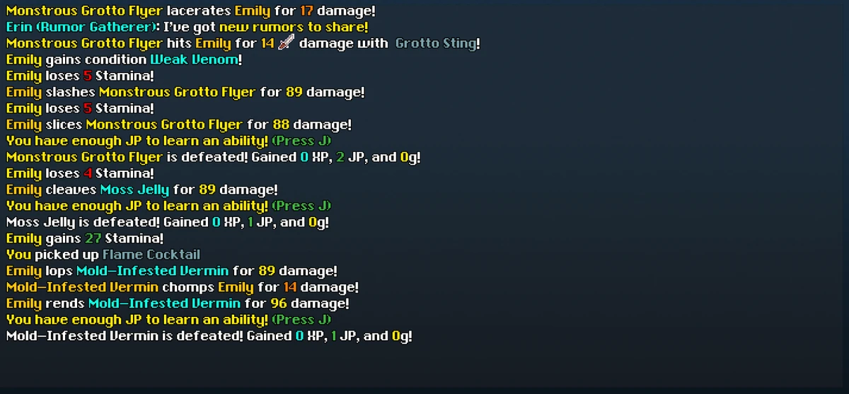 Basics/Menus/Combat Log | Tangledeep Wiki | Fandom