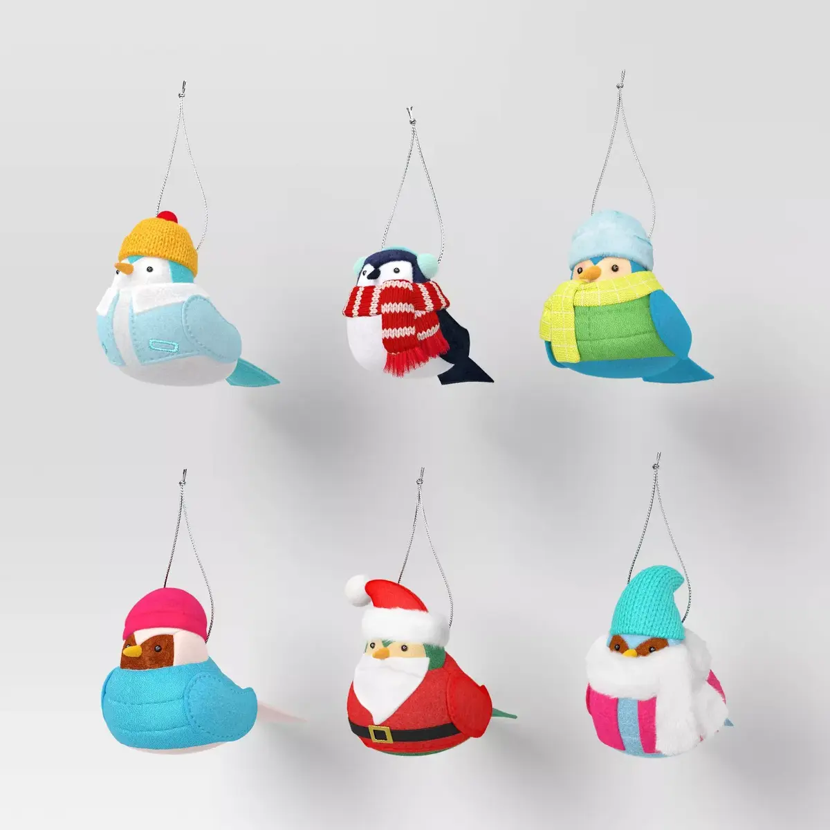 6pc Featherly Friends™ Fabric Bird Christmas Tree Ornament Set Brights ...