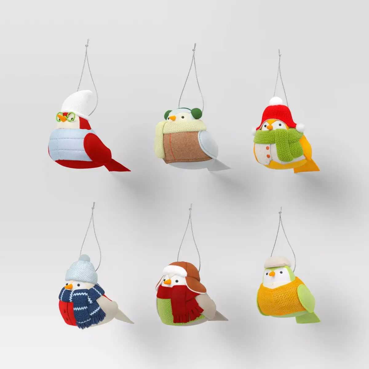 6pc Featherly Friends™ Fabric Bird Christmas Tree Ornament Set ...