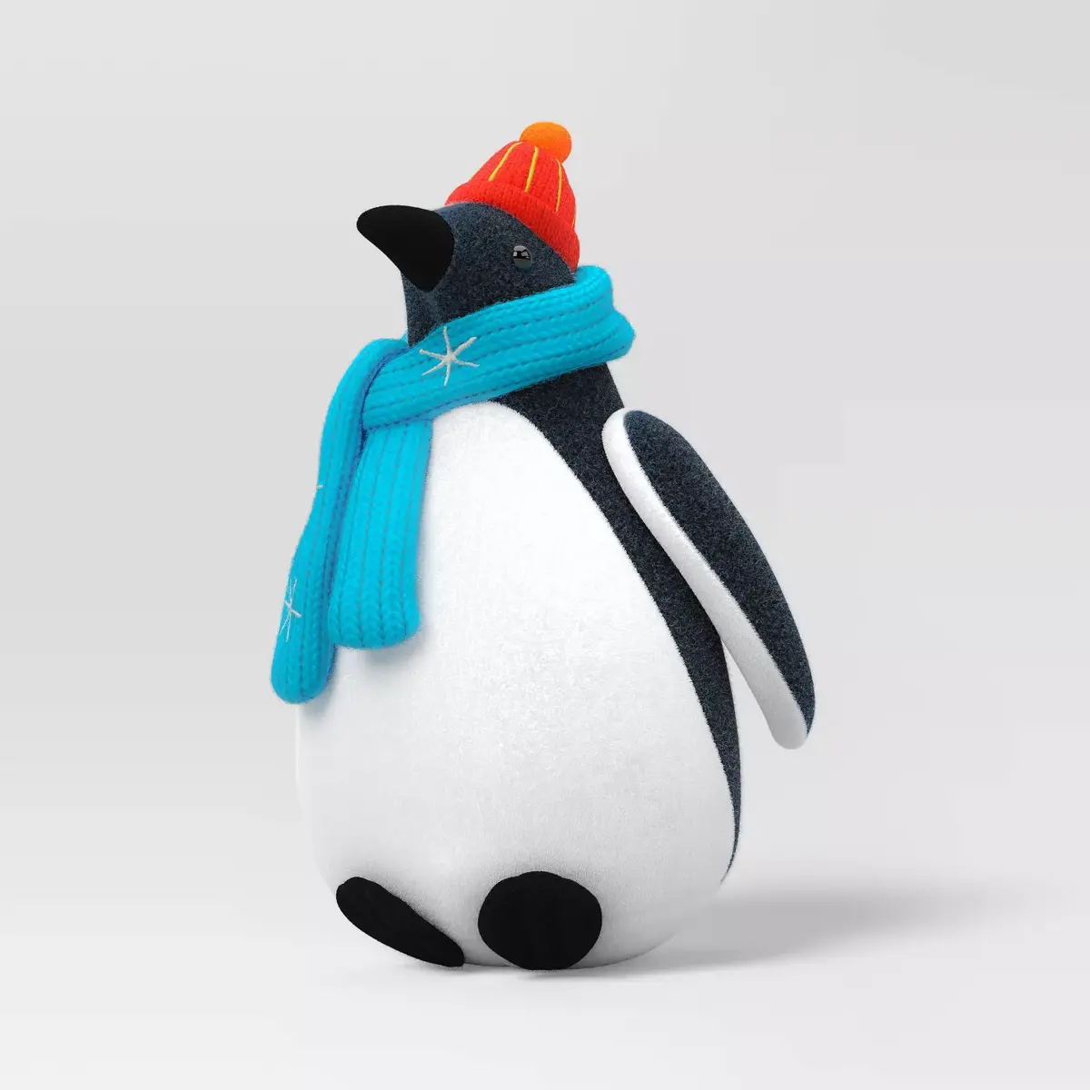 Fabric Penguin Christmas Bird Figurine Wearing Orange Hat and Blue ...