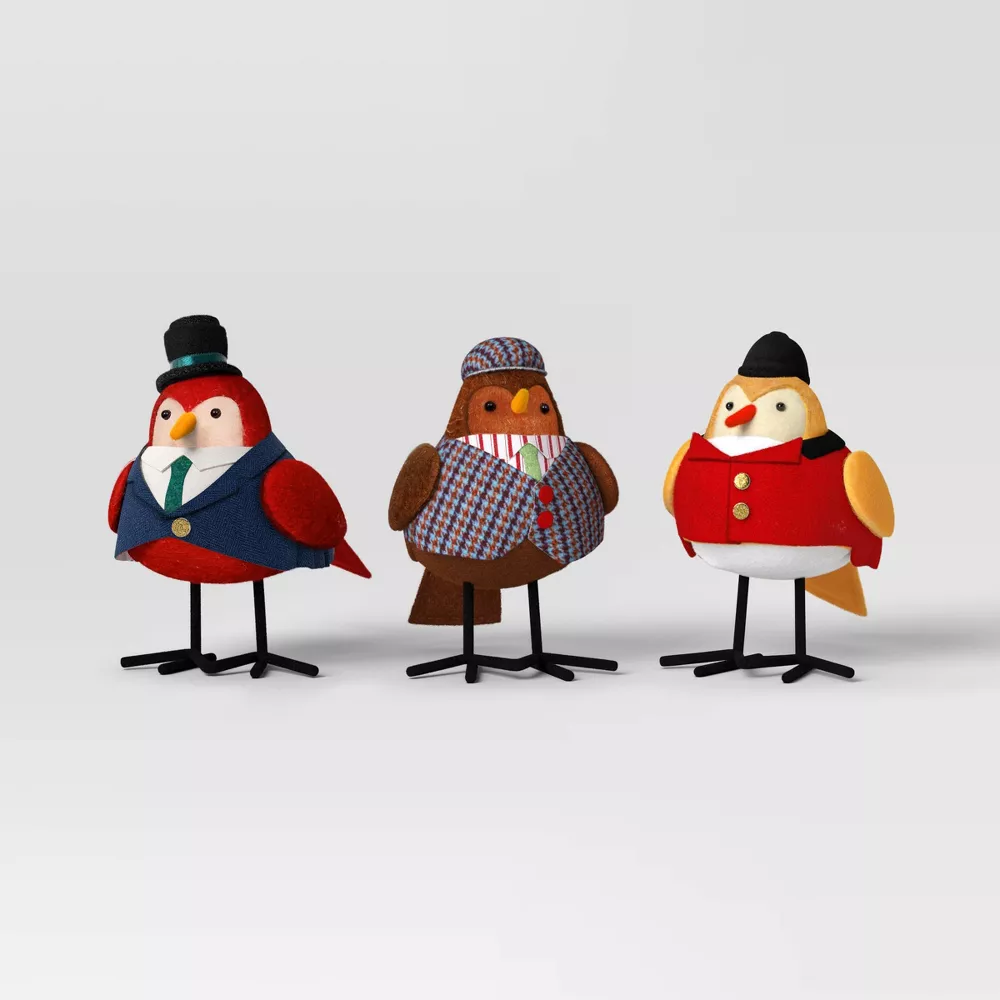 3pk Christmas Featherly Friends Decor Yuletide Yore - Wondershop ...