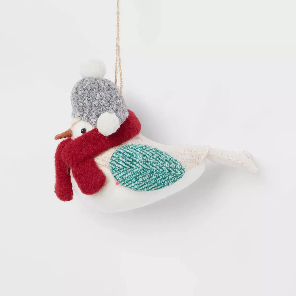 Featherly Friends™ Fabric Bird with Gray Hat Christmas Tree Ornament ...