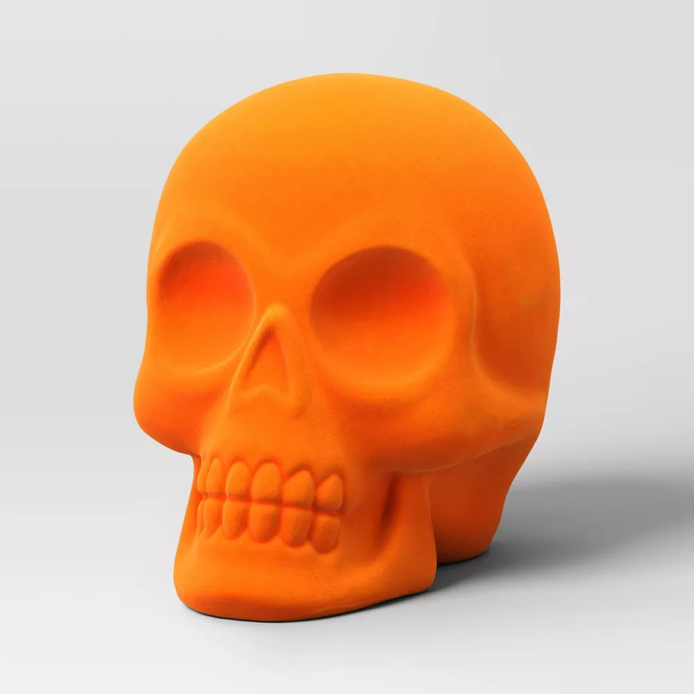 Neon Orange Flocked Skull | Target Halloween Wiki | Fandom