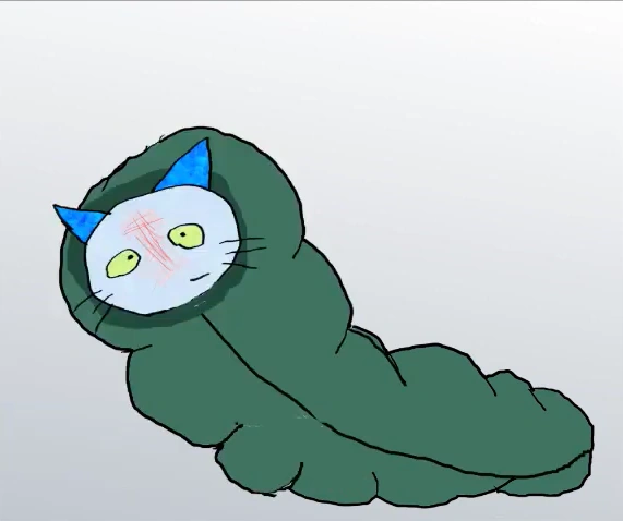 Teach-kun and his sleeping bag | Teach The Cat Wiki | Fandom