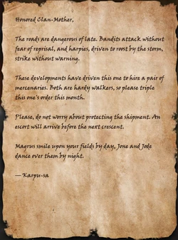 Letter from Karpu-sa - TESO Wiki - The Elder Scrolls Online