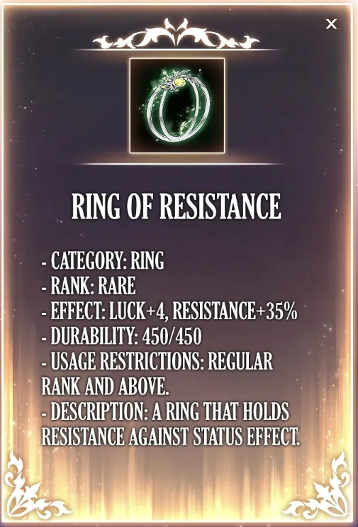 Ring of Resistance | The 100th Regression of the Max-Level Player Wiki ...