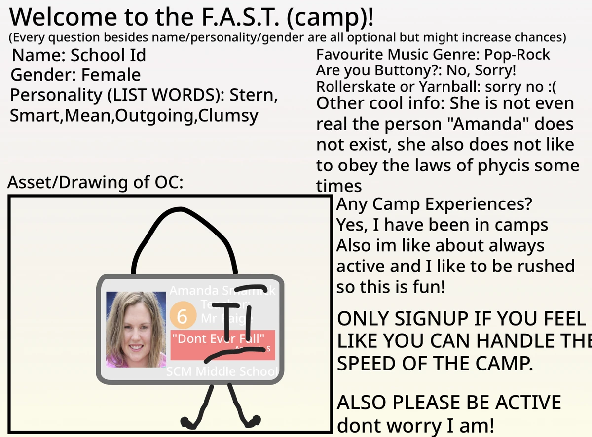 School ID's Signup | The Fast Camp Wiki | Fandom