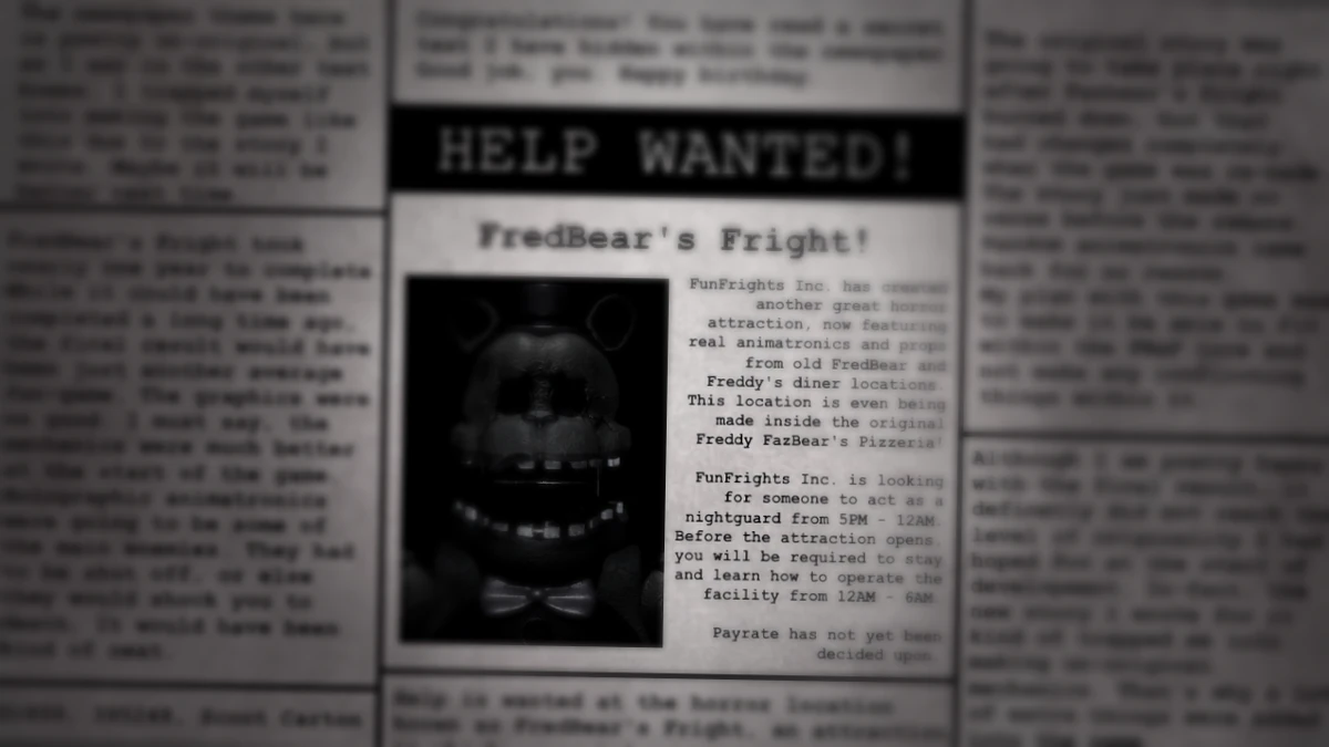 Newspaper Ad (Fredbear's Fright) | The FNAF Fan Game Wikia | Fandom