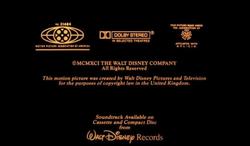 Beauty and the Beast (1991 Disney Animated film)/Credits | The JH Movie ...