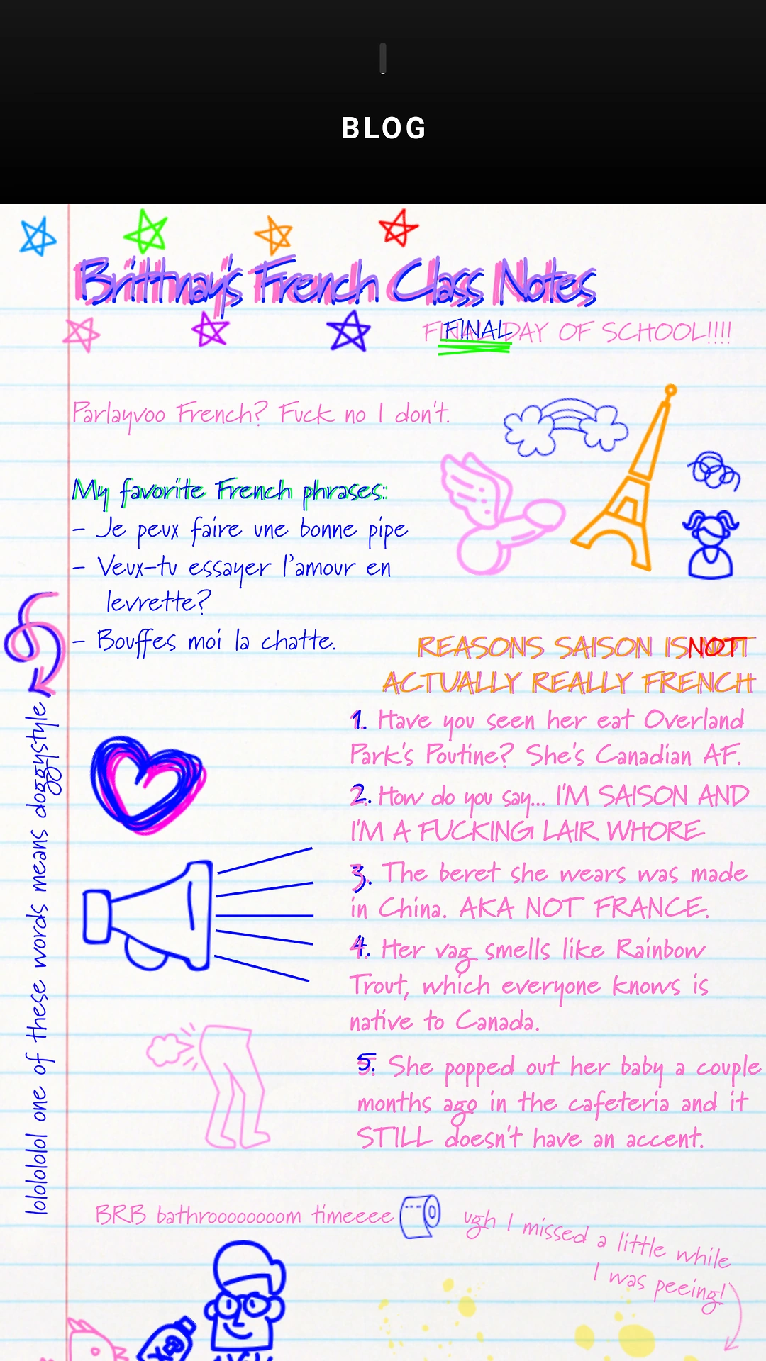 Brittnay's French Class Notes | The Most Popular Girls In School Wiki ...
