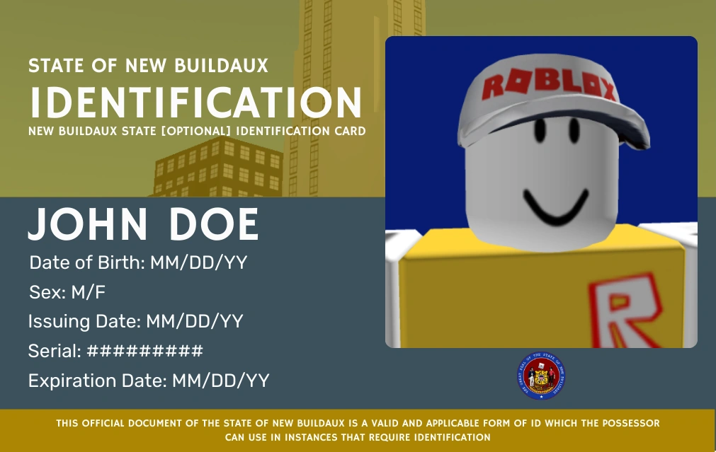 New Buildaux State Identification Card | The Neighborhood of Robloxia ...