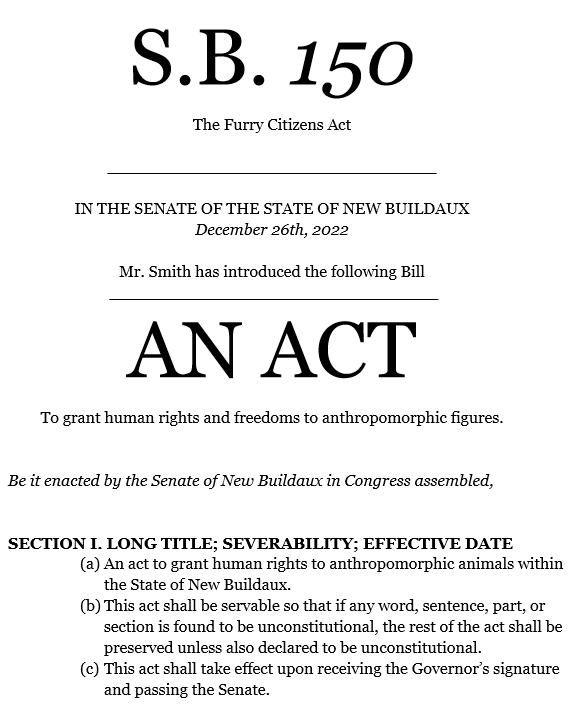The Furry Citizens Act (S.B. 150) | The Neighborhood of Robloxia Wiki ...