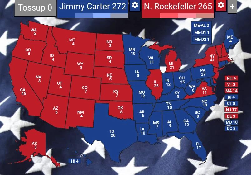 1976 Electoral College Map 1976 United States Presidential Election In