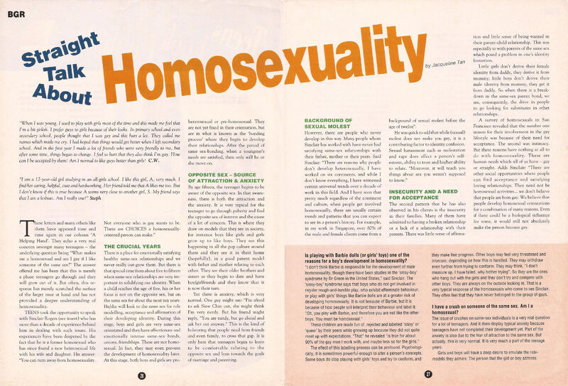 Archive of "Straight talk about homosexuality" in "TEENS" magazine ...