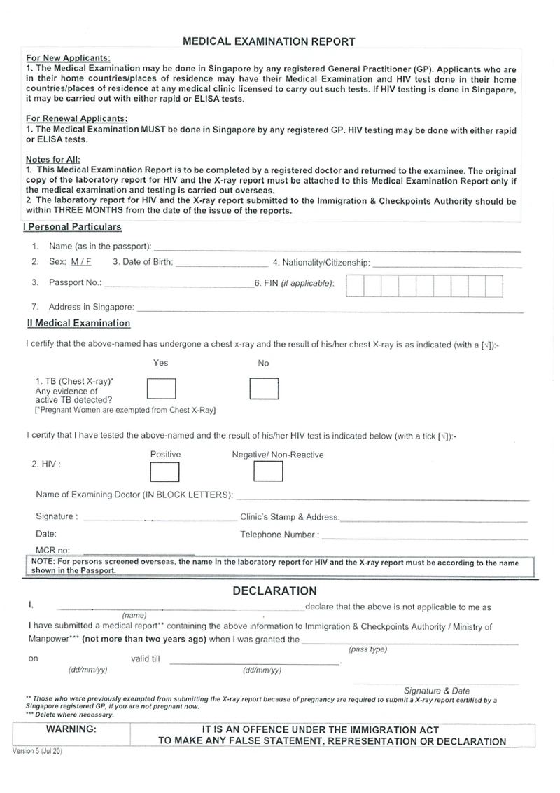 Long Term Visit Pass Medical Examination Form | The Singapore LGBT ...