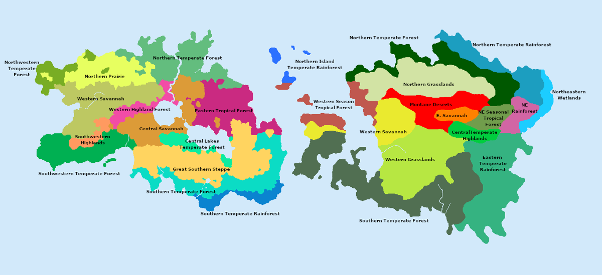 Ecoregions of the 2 Continents | The Two Constructed Continents Wiki ...