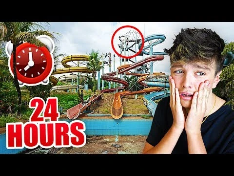 I Spent the Night in an Abandoned Waterpark & Almost Died... (24 Hour ...