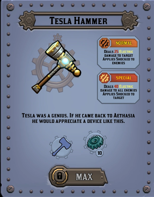 Tesla Hammer | The Aetherlight: Chronicles of the Resistance Wiki | Fandom