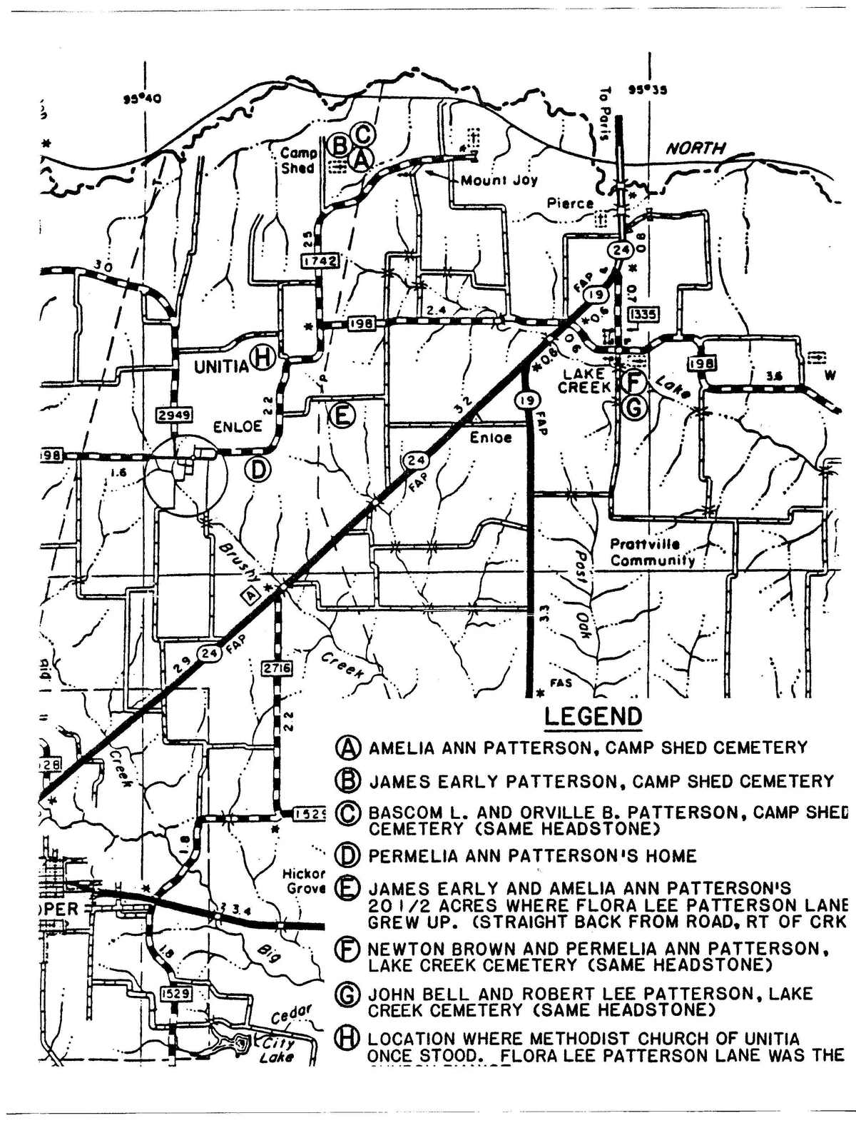 Patterson home, map of Enloe, Delta County, Texas | The Beard Family ...