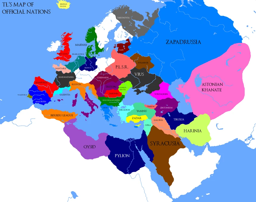 TL's Map of Official Nations | TheFutureOfEuropes Wiki | Fandom